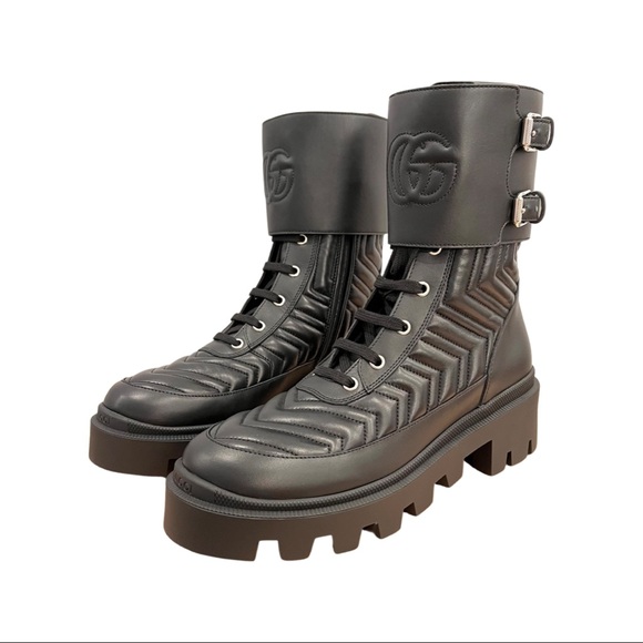 Gucci | Shoes | Gucci Marmont Interlocking G Matelasse Leather Boots ...